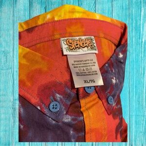 Hot Topic | Shirts | Spencers Tie Die Spiral Rainbow Button Up Down ...